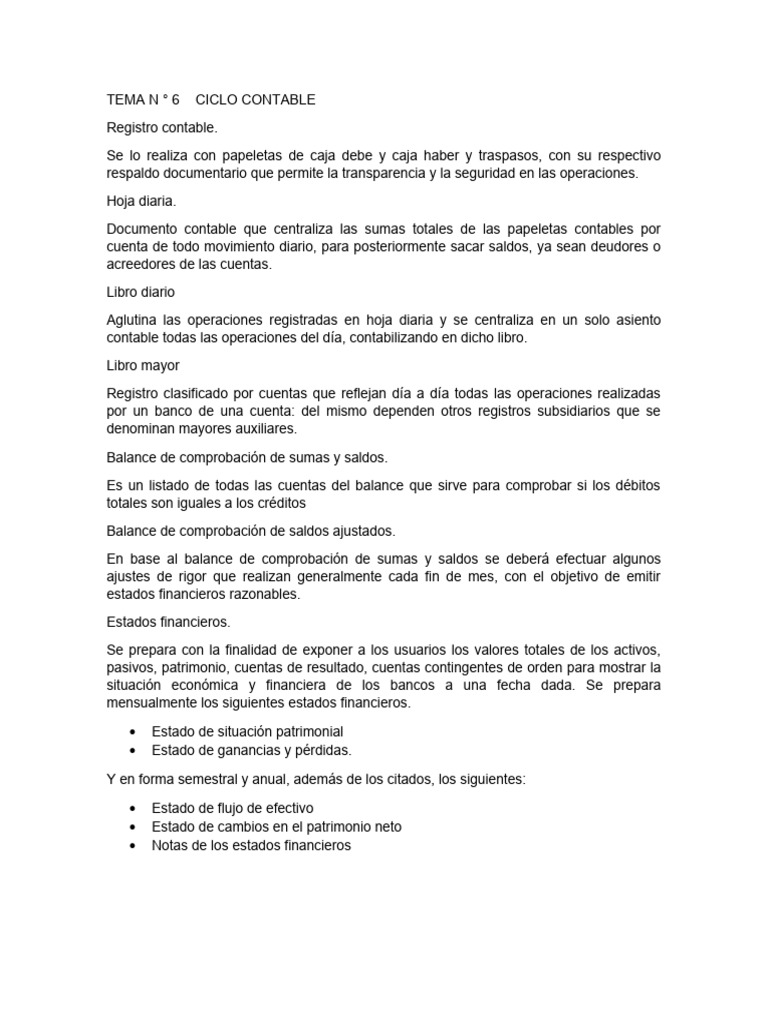 Ciclo Contable y Tributos Financieros | PDF | Contabilidad | Bancos