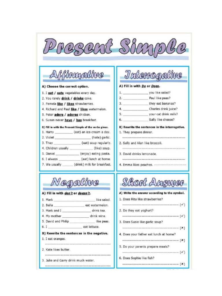 Repaso Simple present | PDF