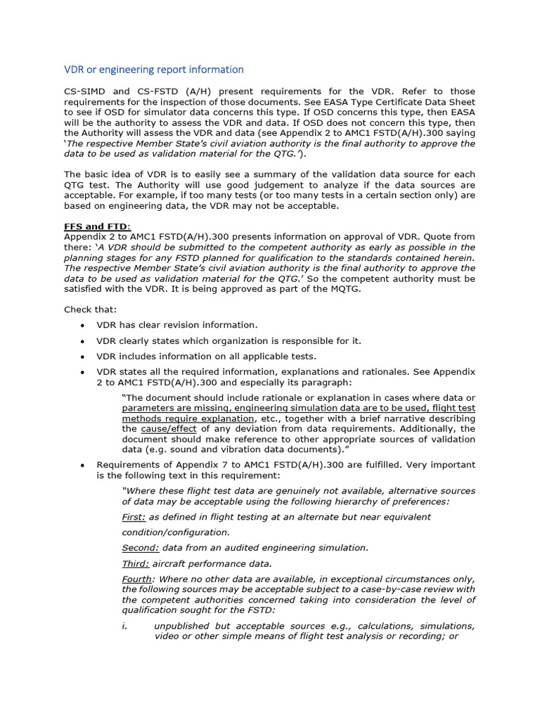 VDR or Engineering Report Checklist | PDF | Flight Test
