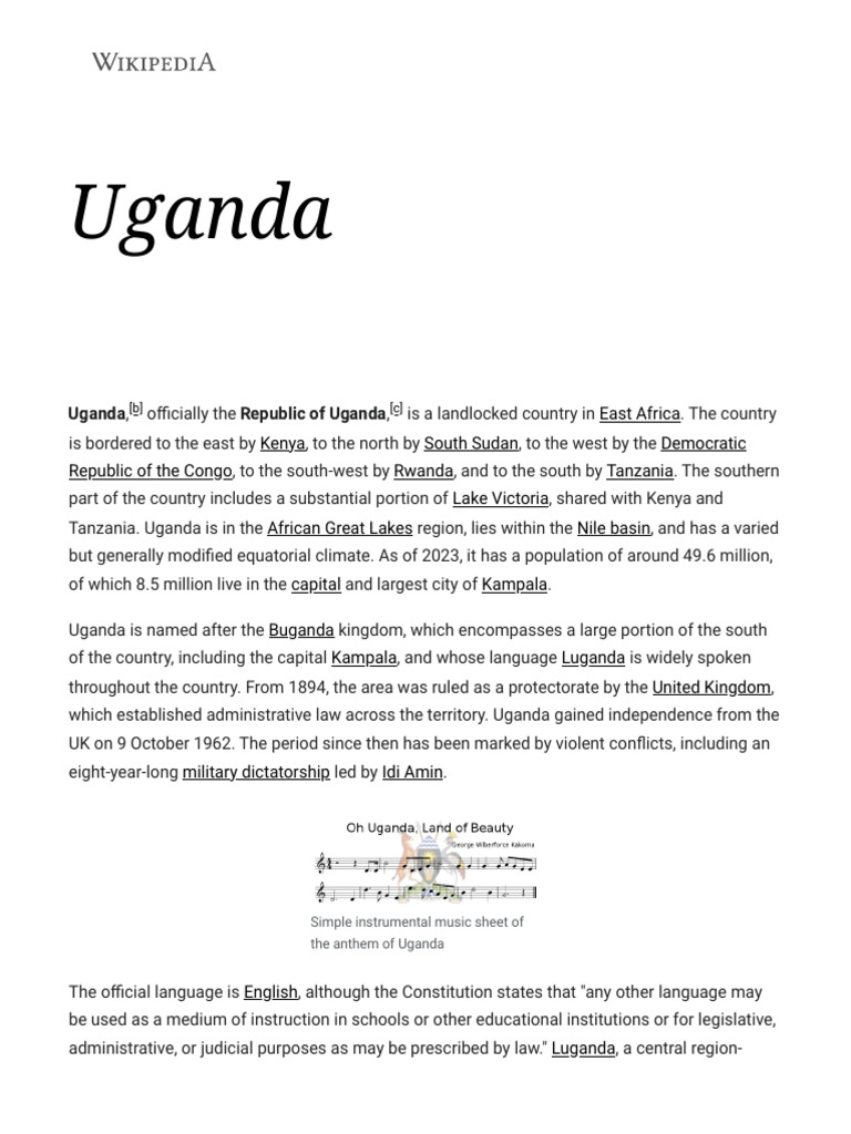 Uganda - Wikipedia | PDF | Uganda