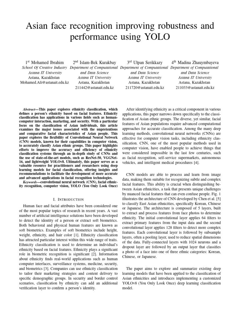 Asian Face Recognition Improving Robustness and Performance Using YOLO ... Asian Face Recognition Improving Robustness and Performance Using YOLO ...