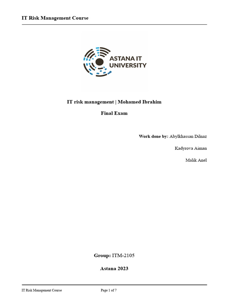 ITRM Final Exam | PDF | Computer Security | Security ITRM Final Exam | PDF | Computer Security | Security