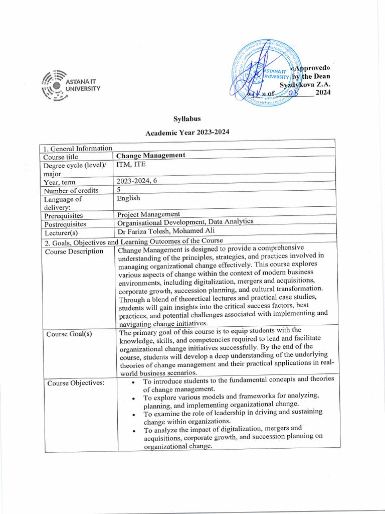 Change Management Course Guide | PDF | Change Management | Critical ...