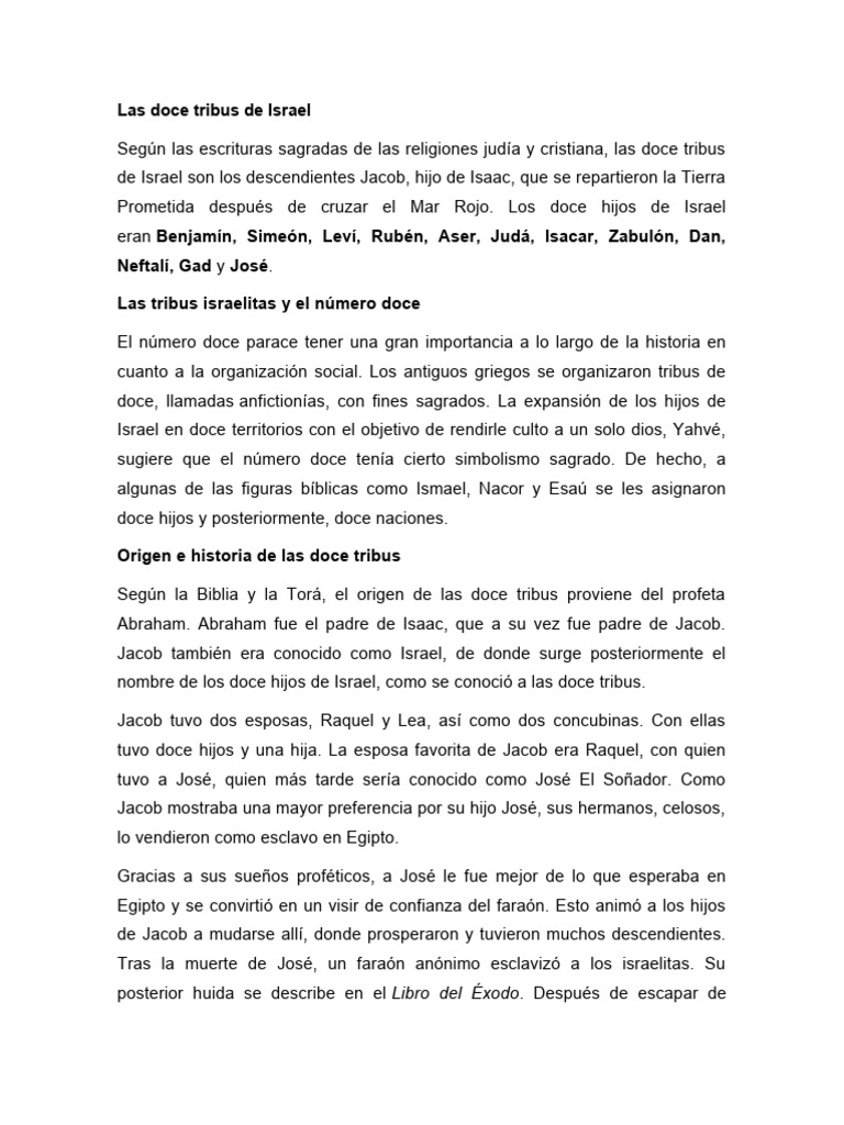 Las Doce Tribus de Israel CENTRICAS | PDF | Jacob | Libros del Antiguo ...
