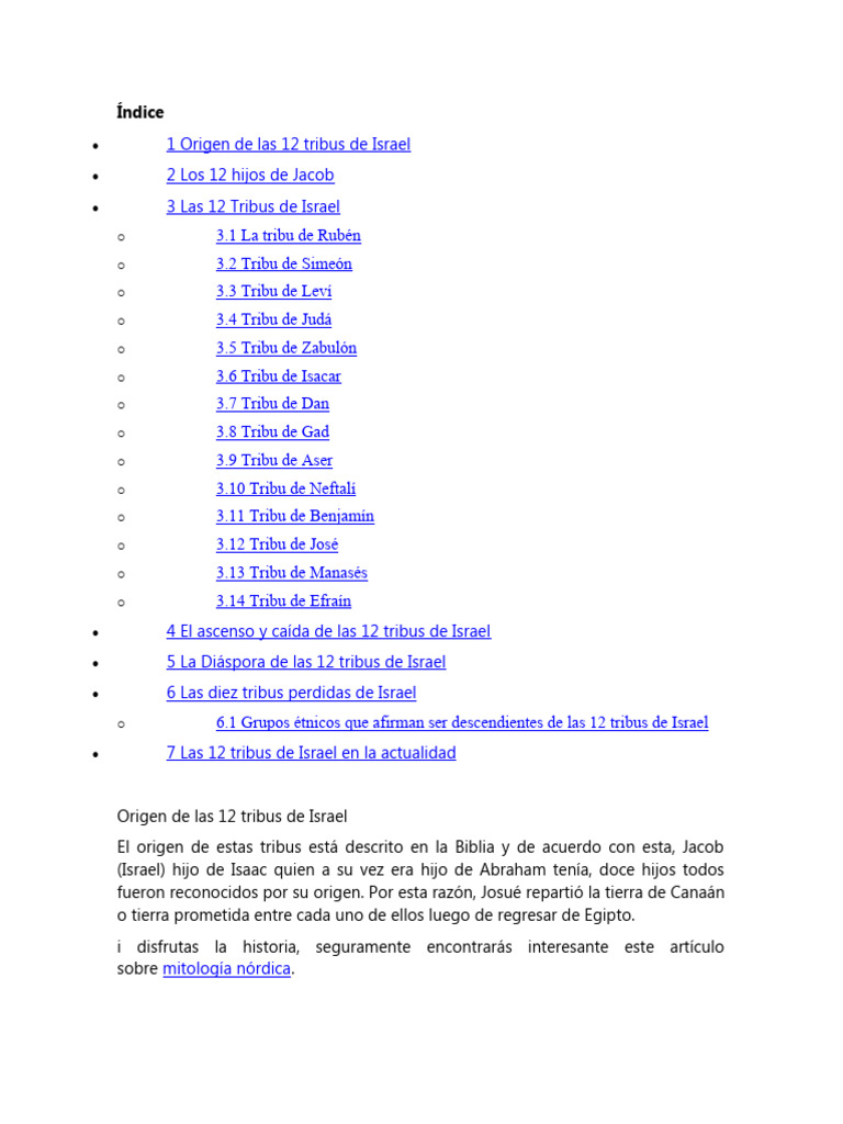 Las 12 Tribus de Israel y su Historia | PDF | El antiguo Israel y Judá ...