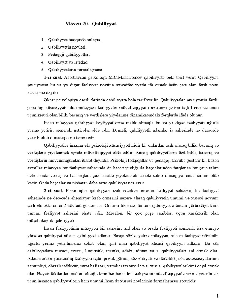 Mühazirə 20 QabİlİyyƏt Pdf