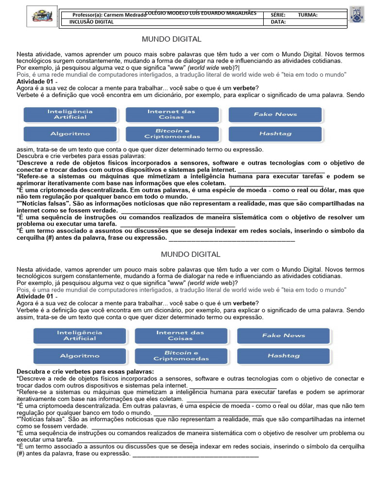 Inclusão Digital Ativ 02 2024 | PDF | Rede de computadores | Internet