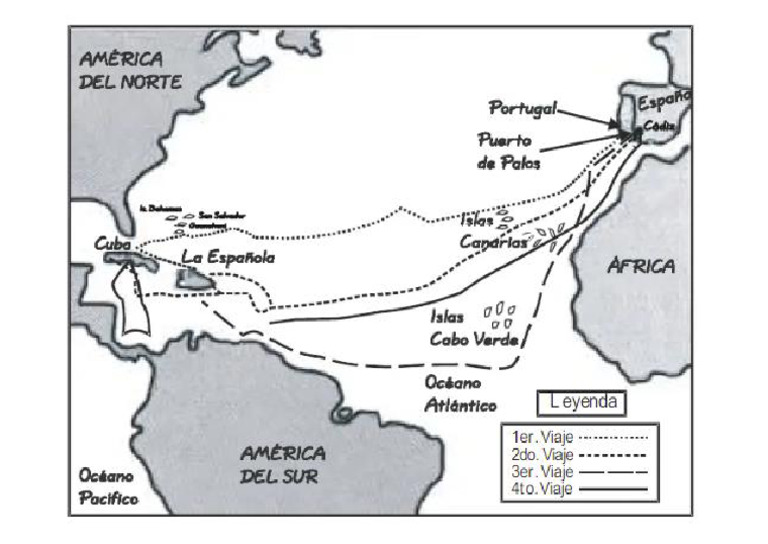 Mapa de Los Viajes de Cristóbal Colón | PDF