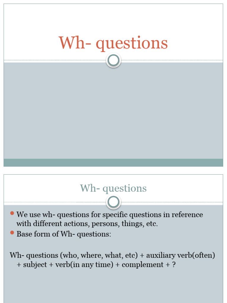 WH Questions | PDF | Verb | Question