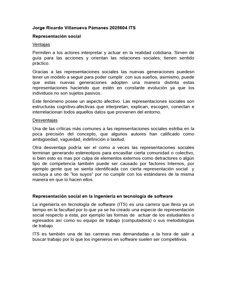 Representaciones Sociales en ITS | PDF | Software | Sicología