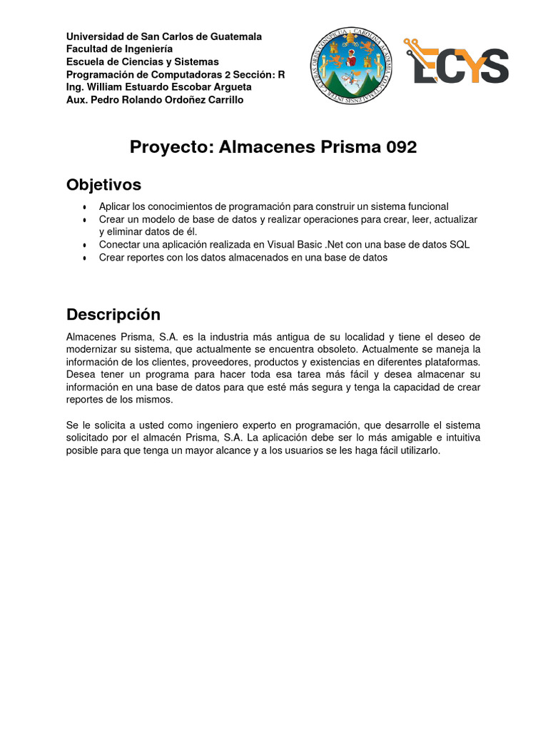 Proyecto Programacion de Computadoras 2 - 1S2024 | PDF | Ventana (informática) | Mi sql