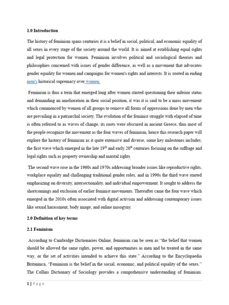 the history of feminism | PDF | Gender Studies | Feminism