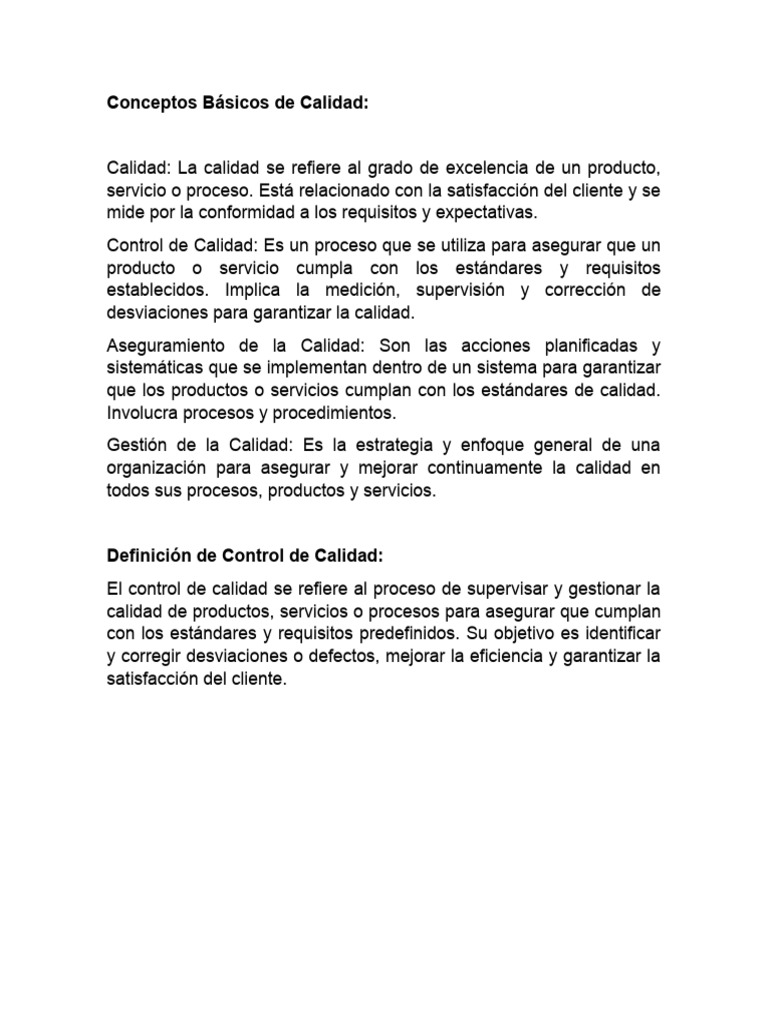 Conceptos Básicos de Calidad | PDF | Calidad (comercial) | Business