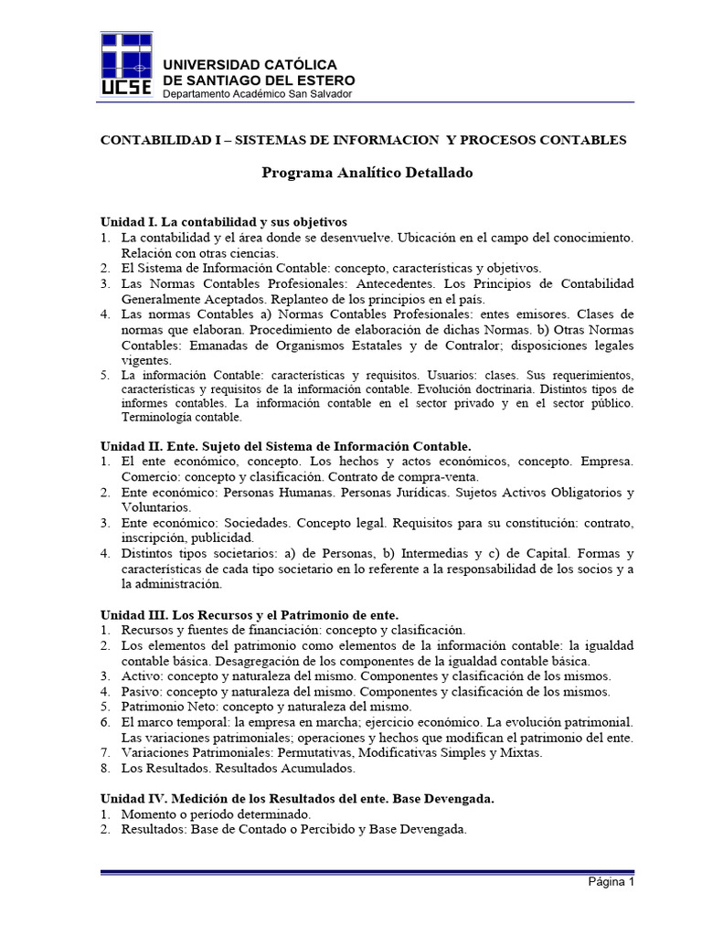 Programa de Contabilidad I | PDF | Contabilidad | Bancos