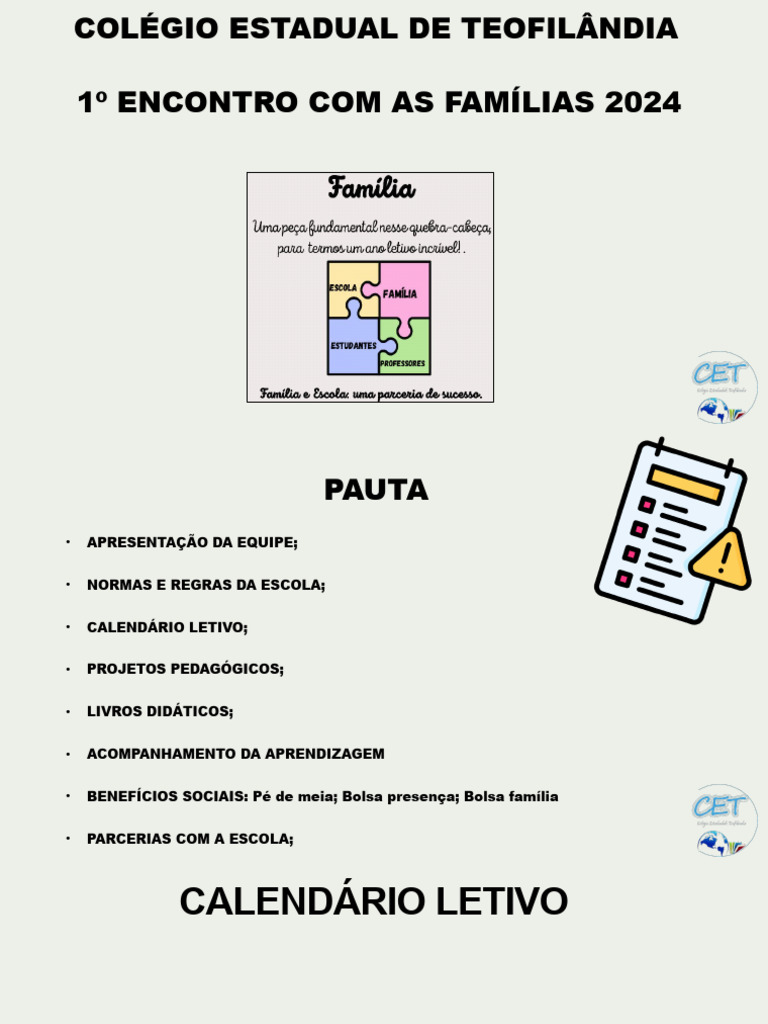 Reunião de Pais 2024 - Apresentação e Normas | PDF | Pedagogia | Science