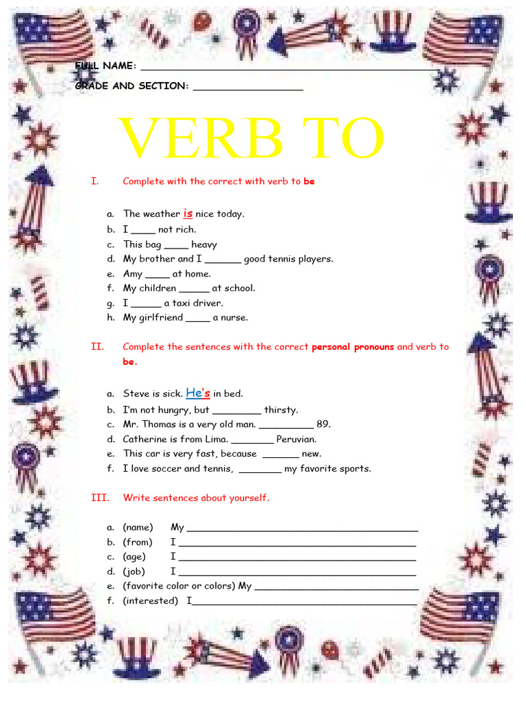 Am Is Are Worksheet | PDF
