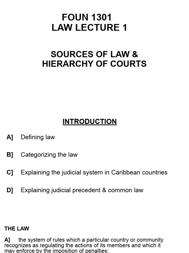 Caribbean Law: Sources and Court Hierarchy | PDF | Precedent | Common Law
