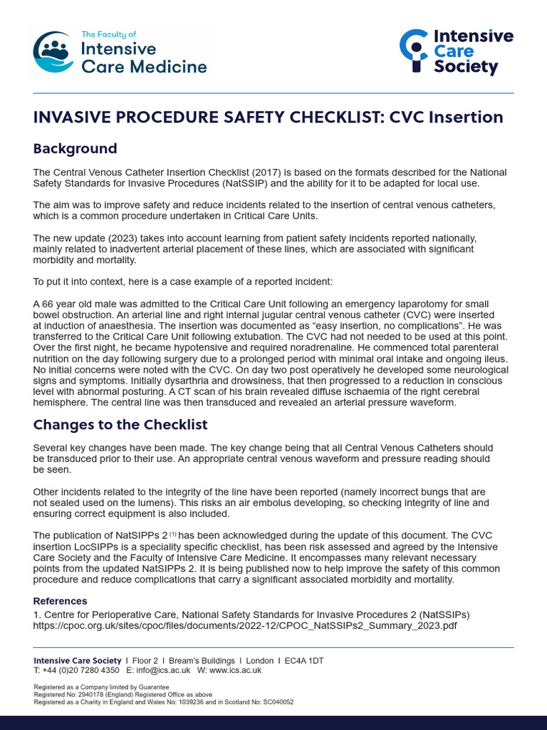 Central-Venous-Catheter-Insertion-Checklist1 | PDF | Diseases And ...