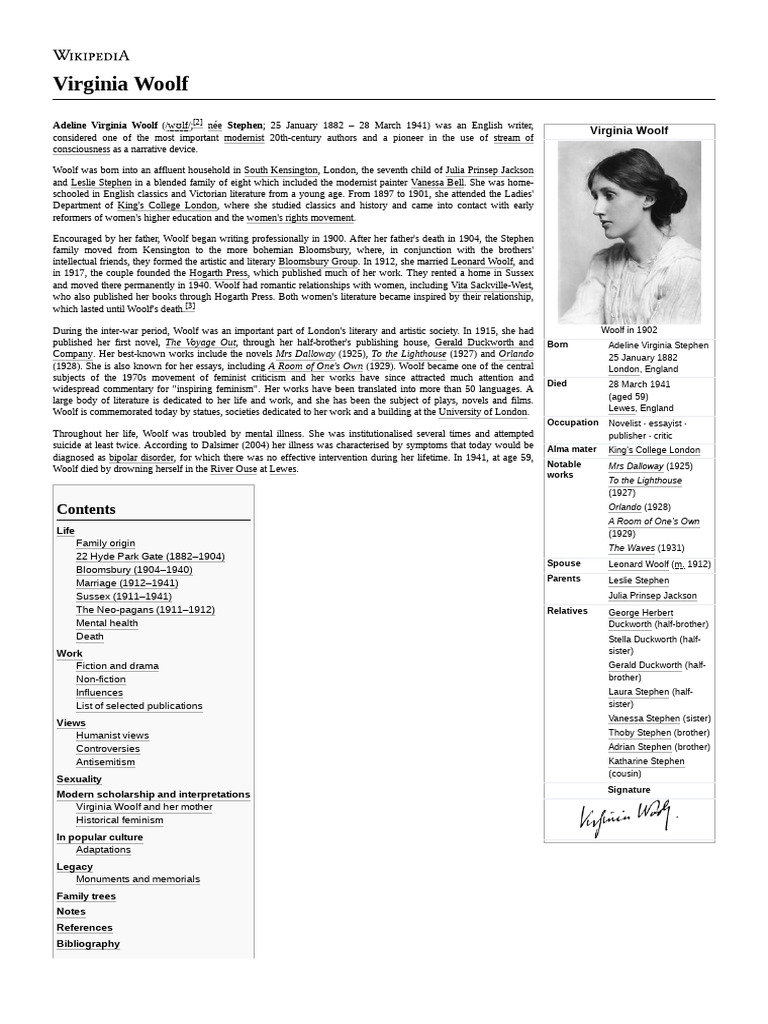 Virginia Woolf | PDF | Virginia Woolf | Bloomsbury Group