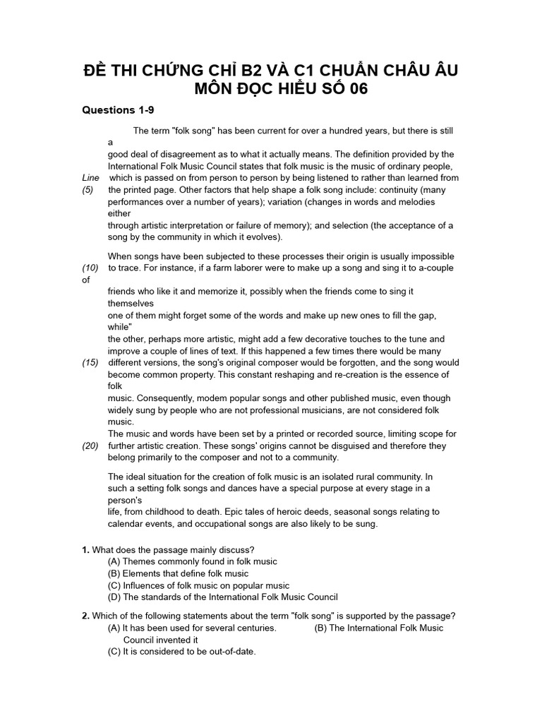 European B2 & C1 Reading Exam | PDF | Ant | Rock (Geology)