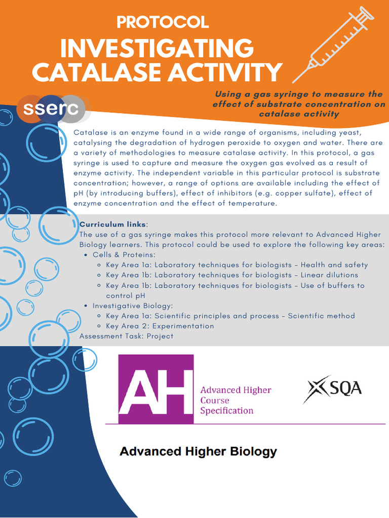 Protocol Catalase Gas Syringe | Download Free PDF | Catalase | Hydrogen ...