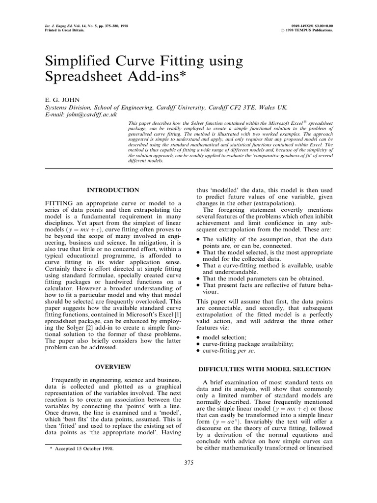 Excel Curve Fitting for Engineers | PDF | Spreadsheet | Microsoft Excel