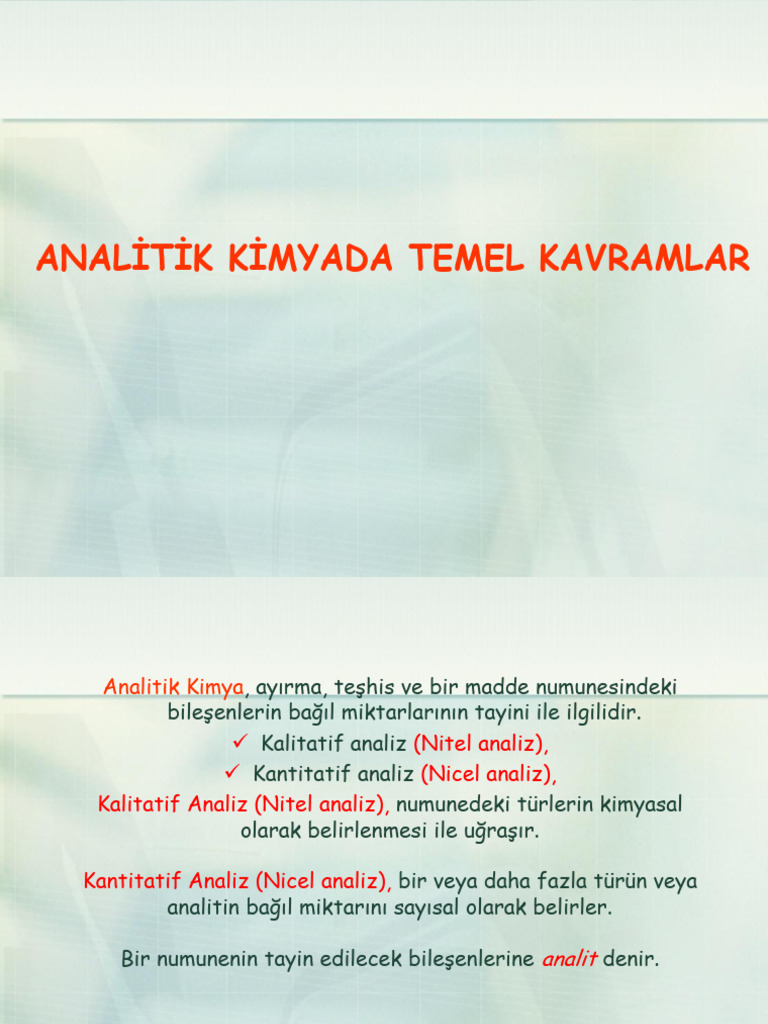 Anali̇ti̇k Ki̇mya 1.ders | PDF
