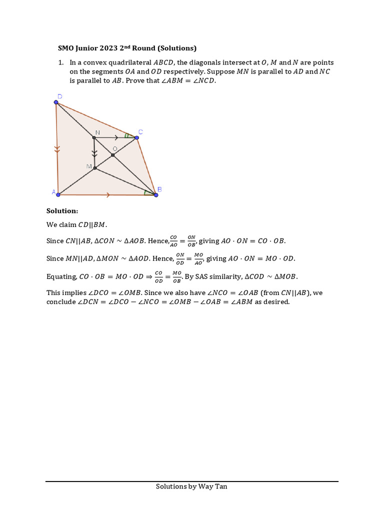Junior Section - Round 2 With Solutions - SMO Singapore Mathematical ...