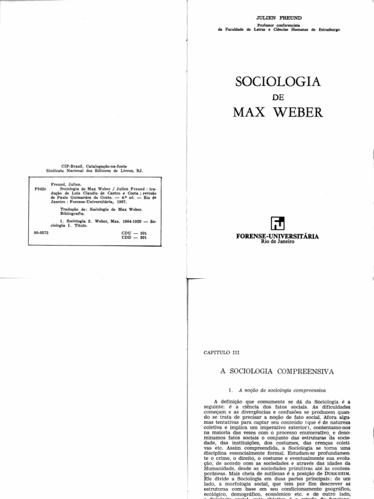 Texto 01 Max Weber Sociologia Compreensiva Pdf
