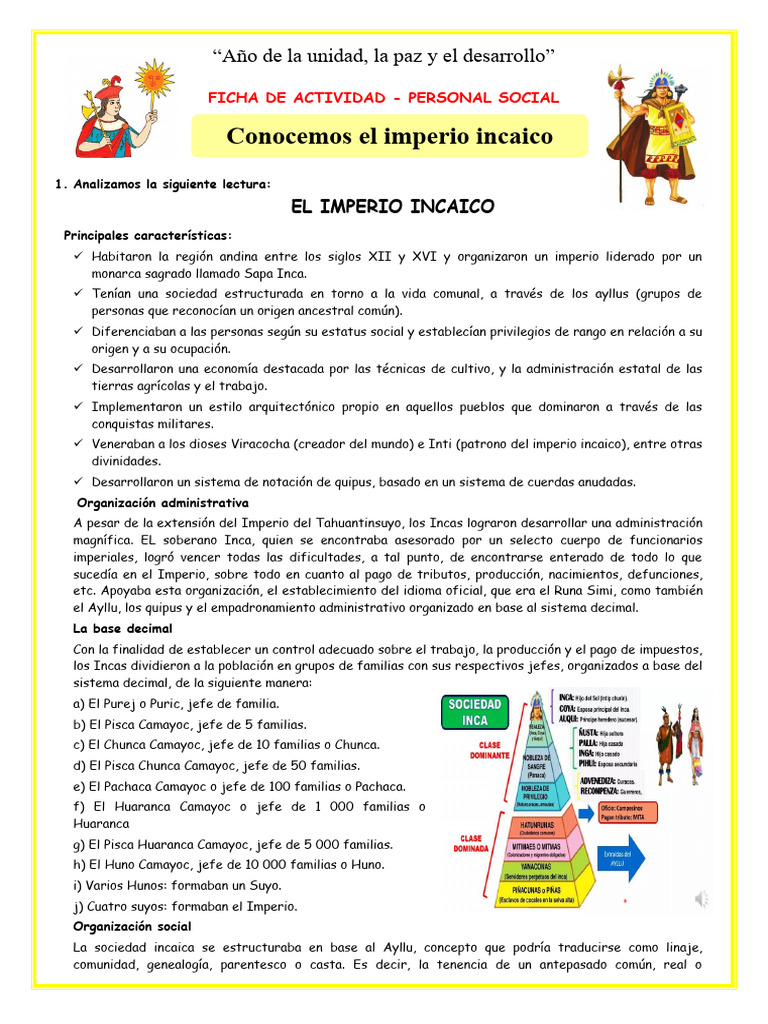 Ficha-Juev-Ps-Conocemos El Imperio Incaico | PDF | Imperio Inca