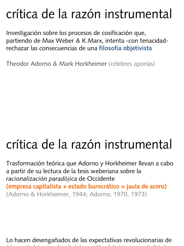 Critica Razón Instrumental | PDF | Verdad | Razón