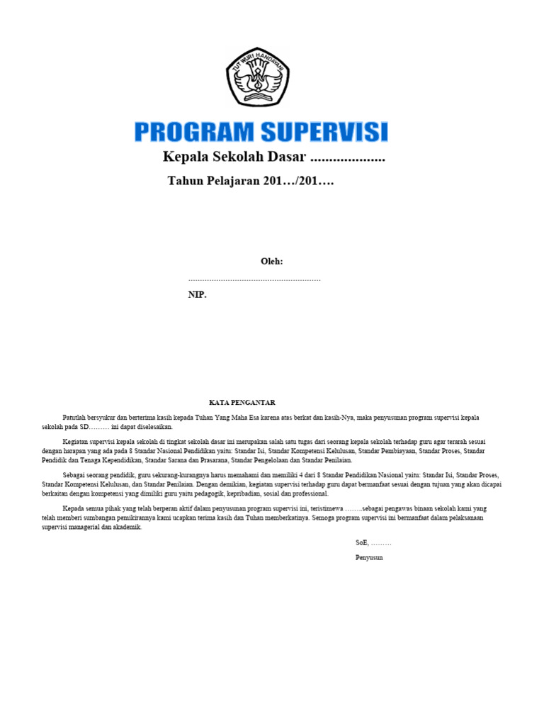 Program Supervisi Kepala Sekolah | PDF