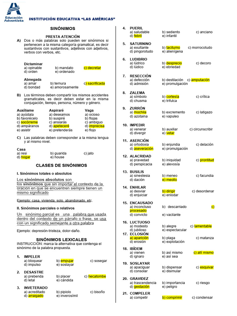 Banco de Sinónimos | PDF | Unidades Semánticas | Gramática