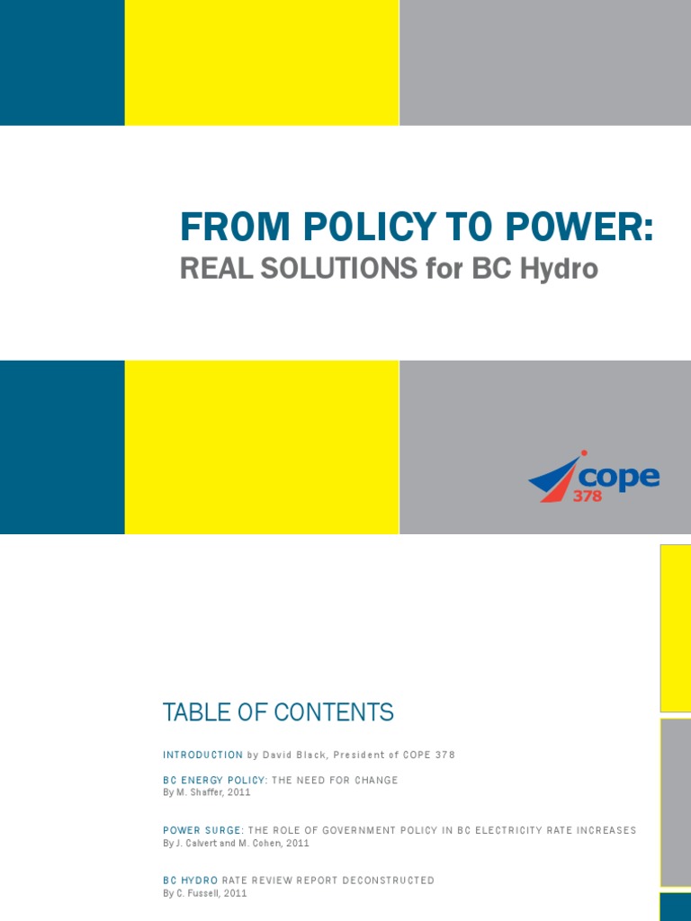 From Policy To Power: Real Solutions For BC Hydro | PDF ...