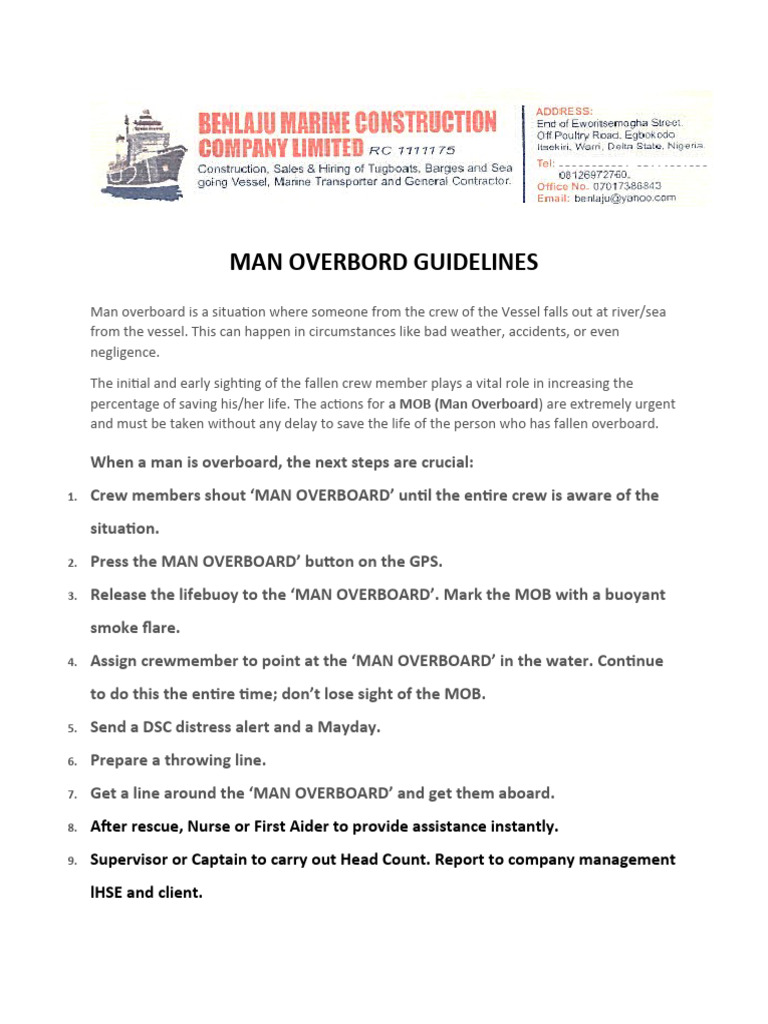Man Overbord Guidelines | PDF | Safety