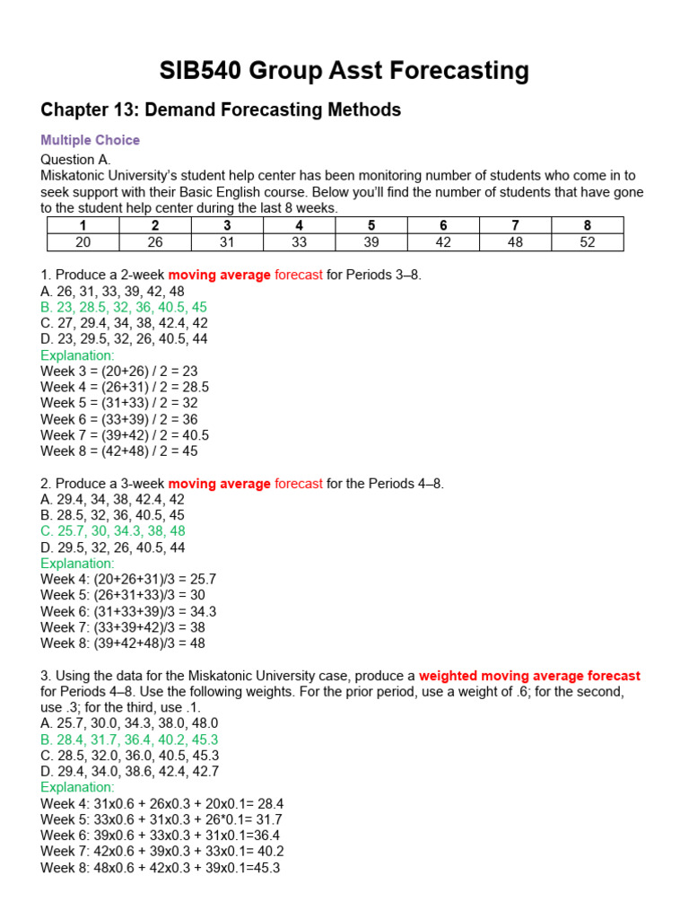 sSIB540 Group Asst Forecasting | PDF | Moving Average | Forecasting