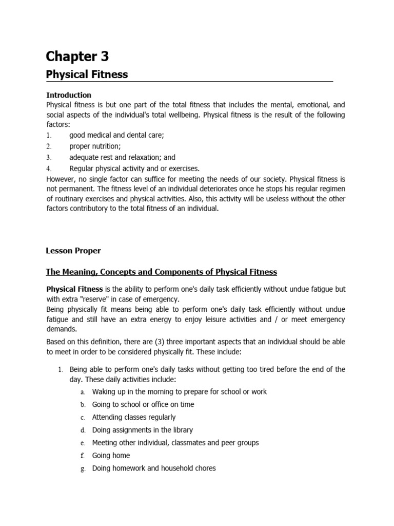 Chapter 3 PATHFIT 1 | PDF | Flexibility (Anatomy) | Strength Training