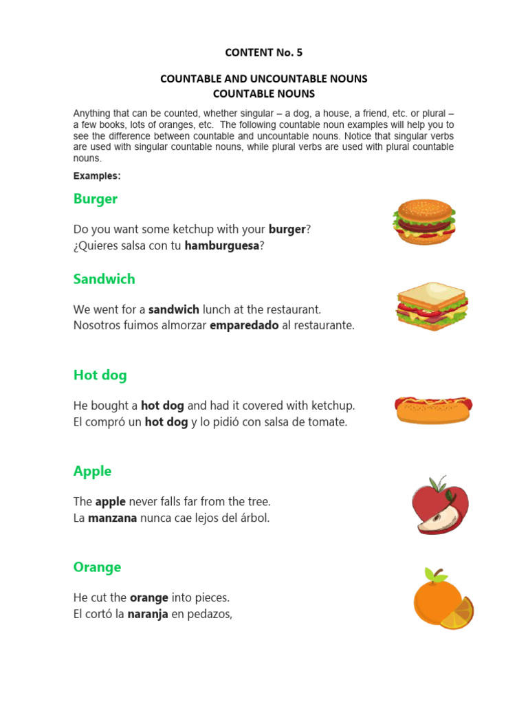 Countable vs. Uncountable Nouns | PDF