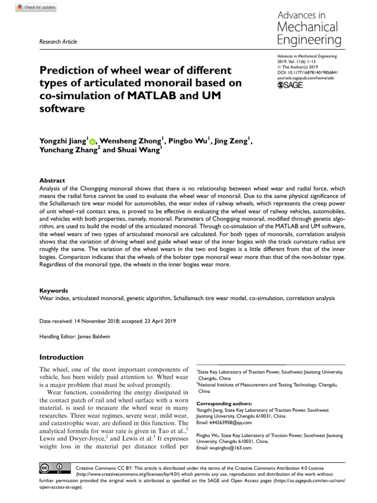 Jiang Et Al 2019 Prediction of Wheel Wear of Different Types of ... Jiang Et Al 2019 Prediction of Wheel Wear of Different Types of ...