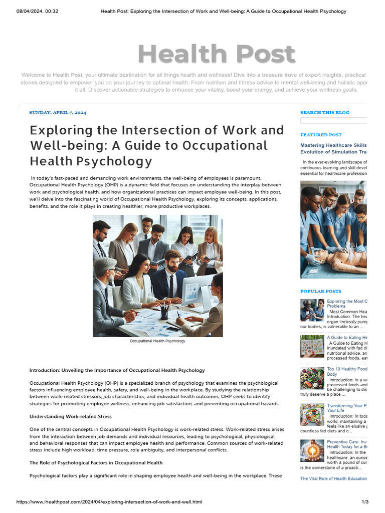 Health Post - Exploring The Intersection of Work and Well-Being - A ...