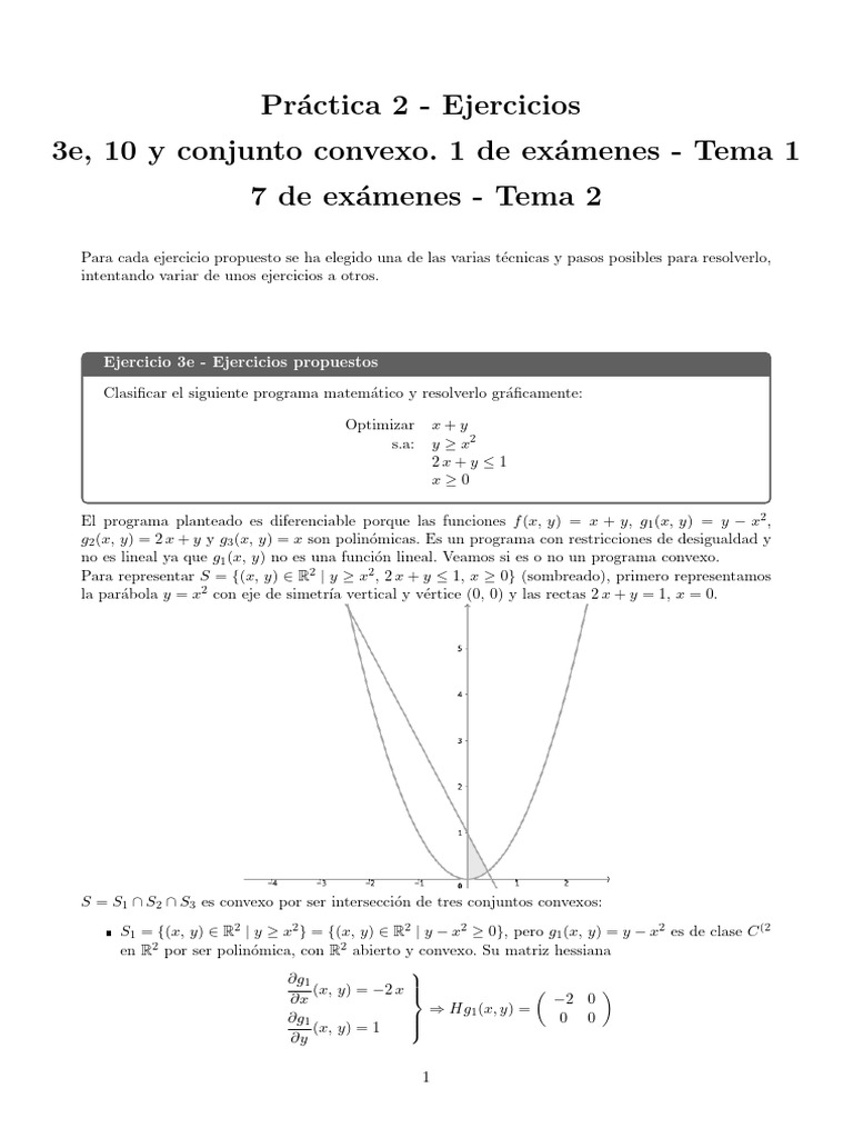 Practica2 Resuelta | PDF | Conjunto convexo | Análisis matemático