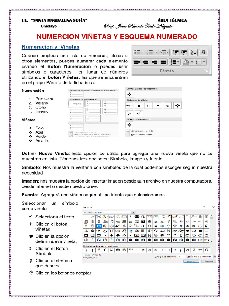 Numeración y Viñetas en Word | PDF