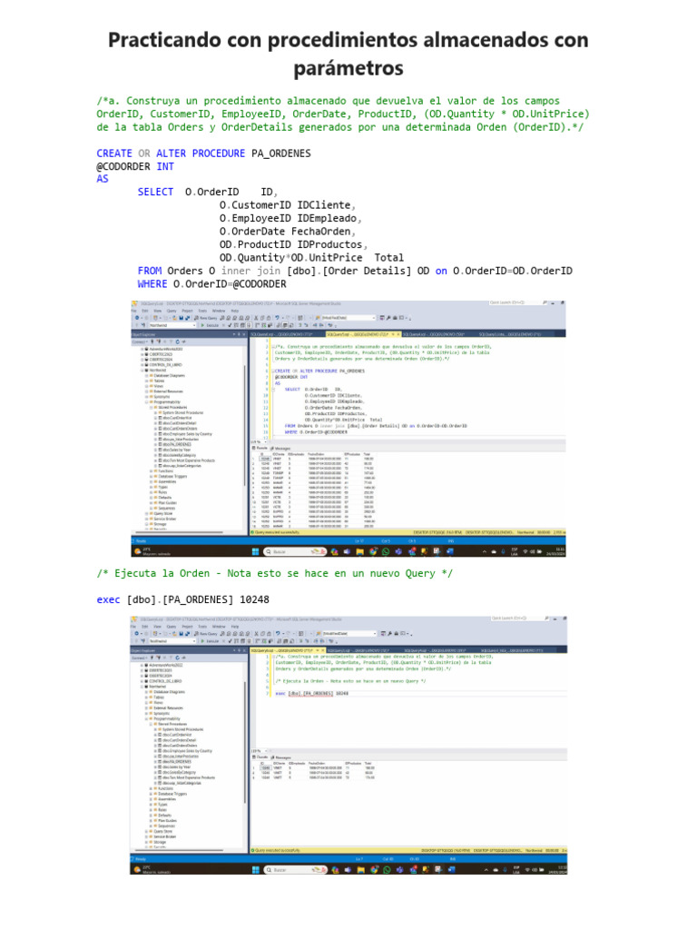 Practicando Con Procedimientos Almacenados Con Parámetros | PDF | Tecnología e ingeniería