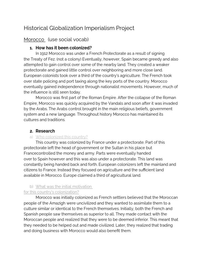 Historical Globalization Imperialism Project | PDF | Morocco | Berbers