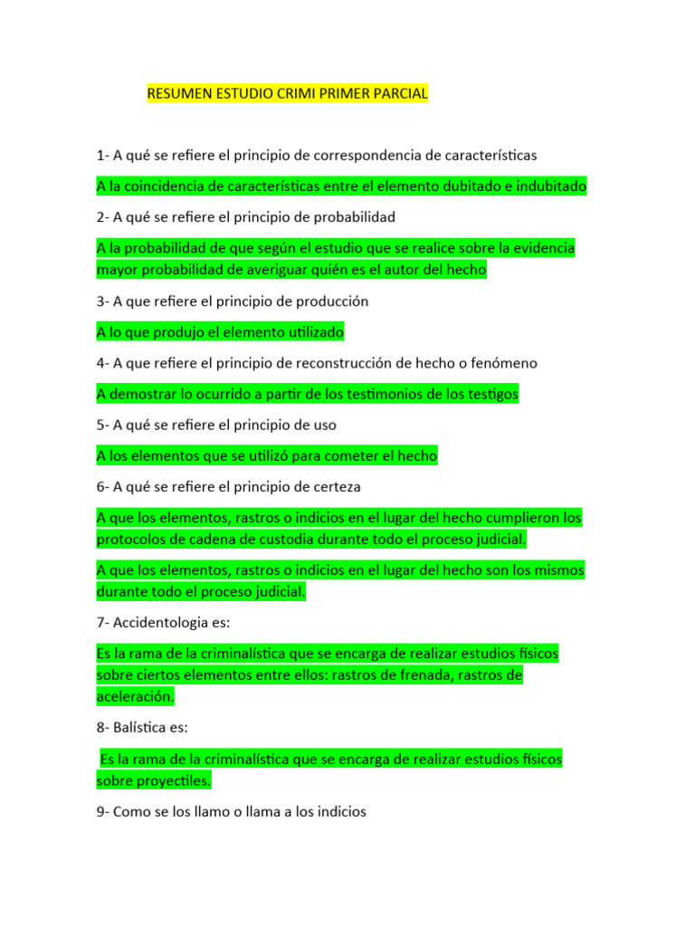 Resumen Estudio Crimi Primer Parcial | PDF | Ciencia forense | Probabilidad