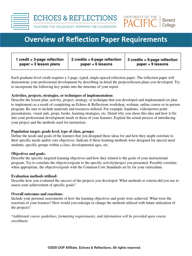 Echoes Reflections Paper Requirements | Download Free PDF | Lesson Plan ...