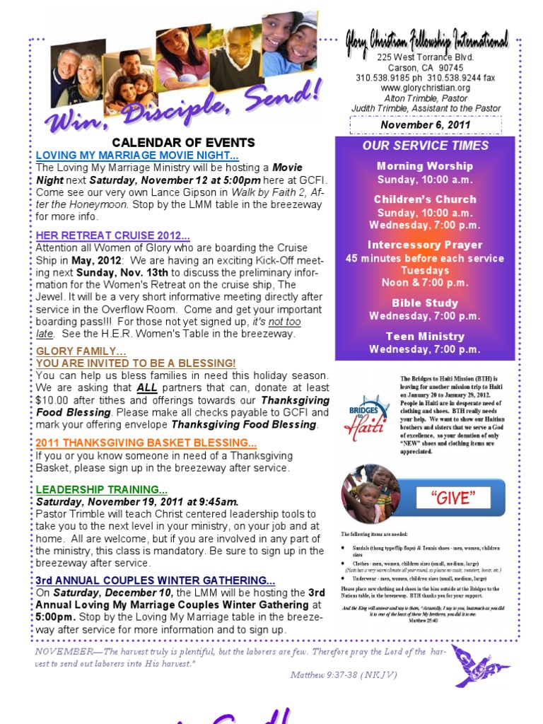 Calendar of Events: November 6, 2011 | PDF | Salvation | Jesus