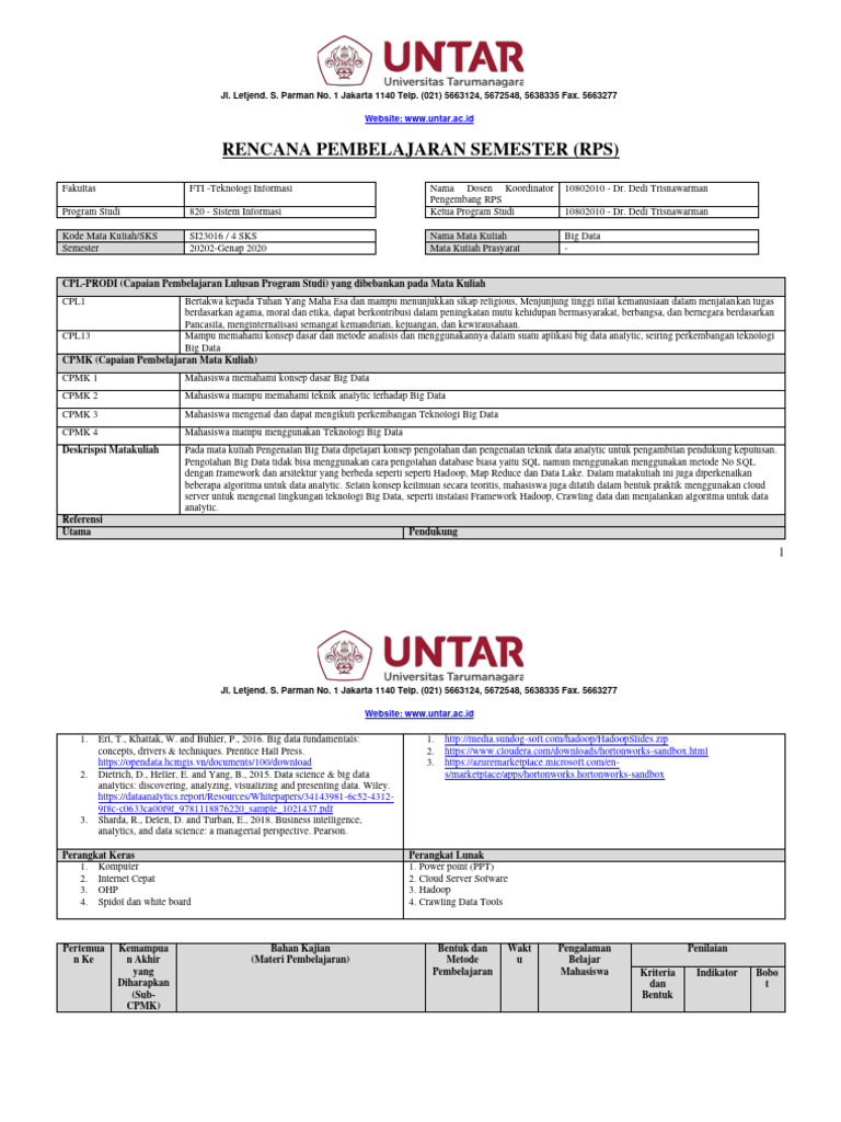 RPS Big Data - SI - SI23016 - (Pak Dedi) | PDF
