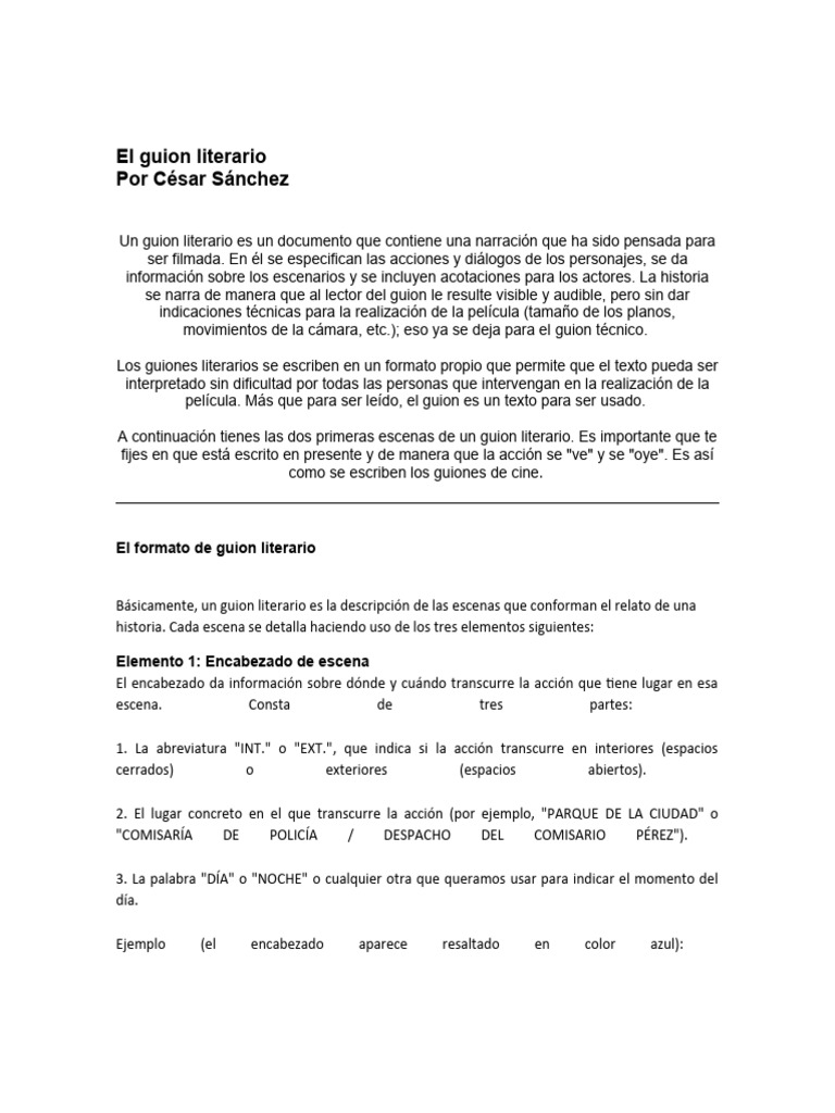Ejemplo de Guion Literario | PDF | Guión