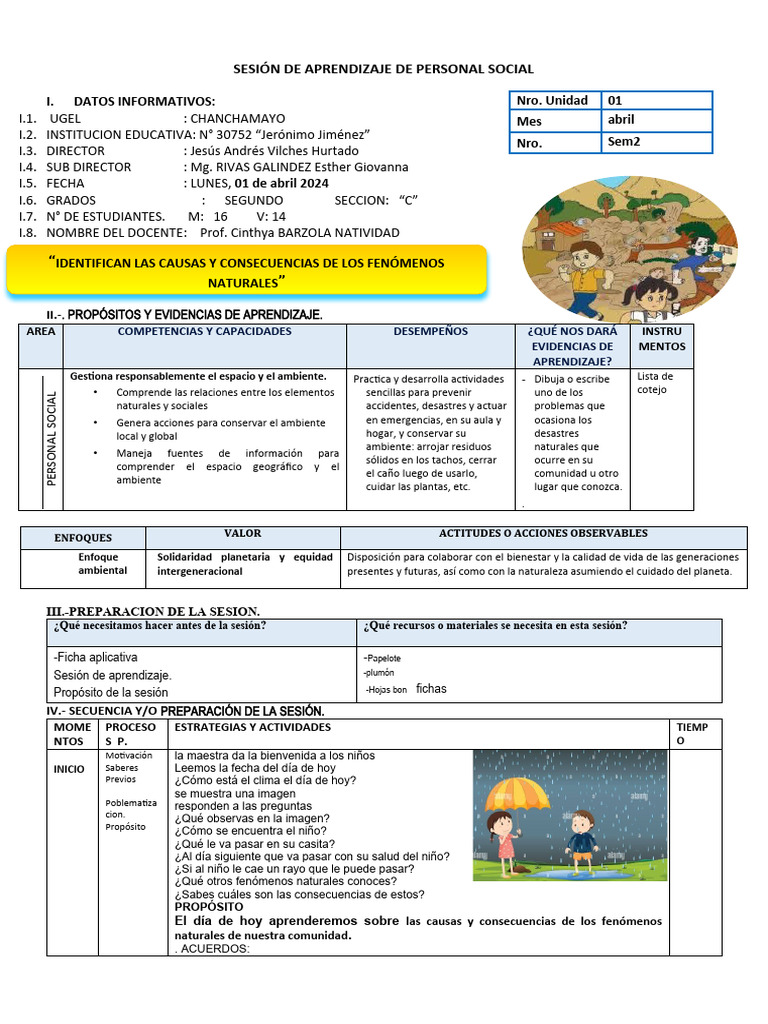 SISION DE PERSONAL SOCIAL 03 Abril | PDF | Aprendizaje | Cognición